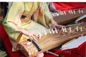 Koto (Japanese harp) .is a traditional Japanese stringed musical instrument