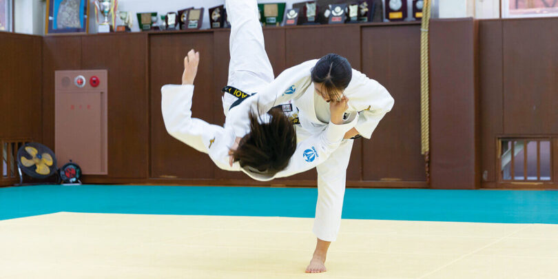 judo originates from jujutsu, in which basically one uses no weapon