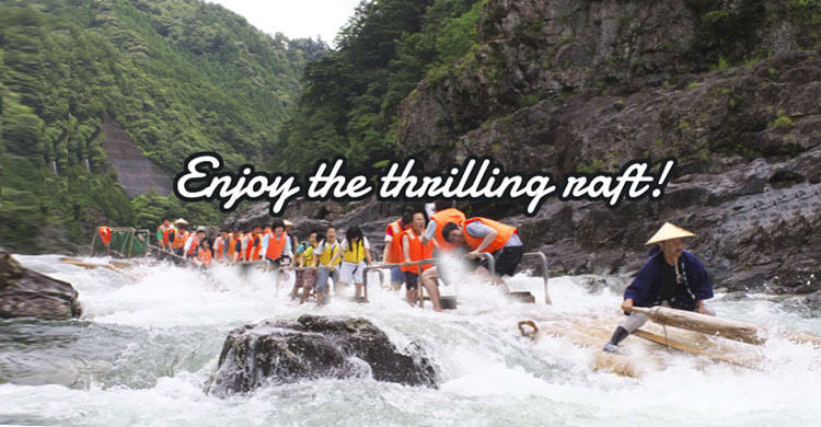 log rafting was revived its activity for tourists on the Kitayama river