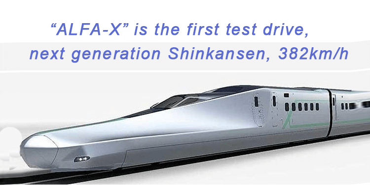 bullet train ALFA-X has a test run on the Tohoku Shinkansen Line